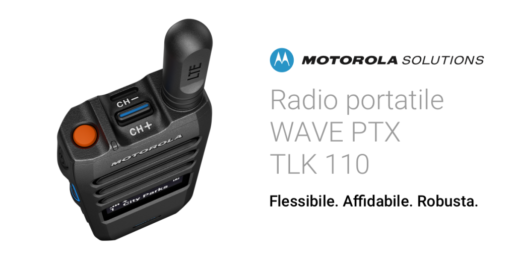 Scopri la radio portatile TLK 110 per sistemi WAVE PTX Motorola Solutions - Aikom Technology